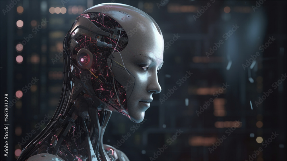 Humanoid, inteligência Artificial - Robô Humano criado por IA Stock ...