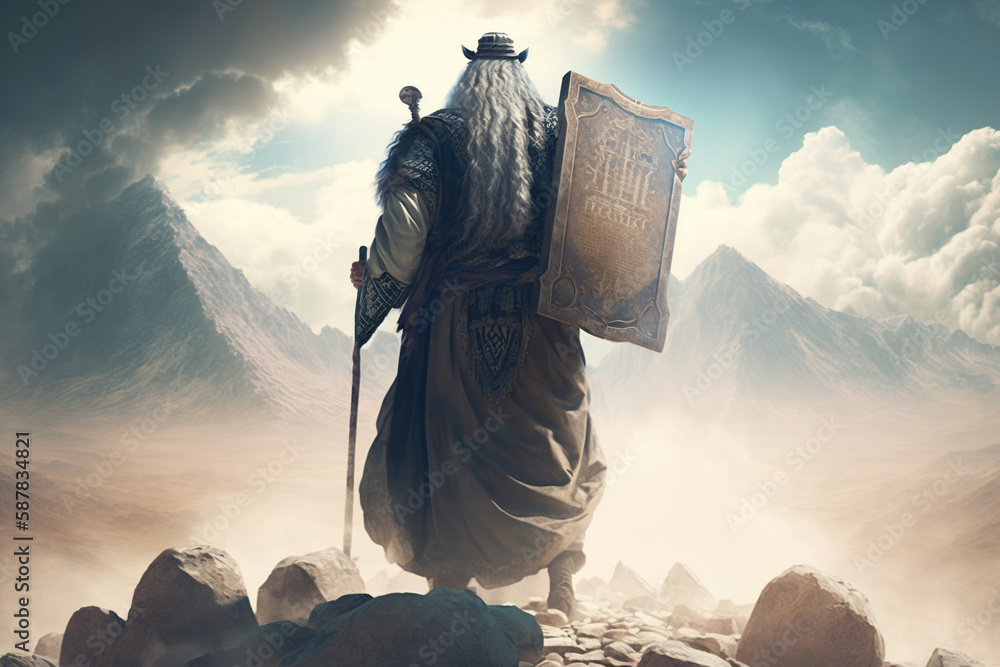 Moses receiving the ten commandments from god, created with Generative ...
