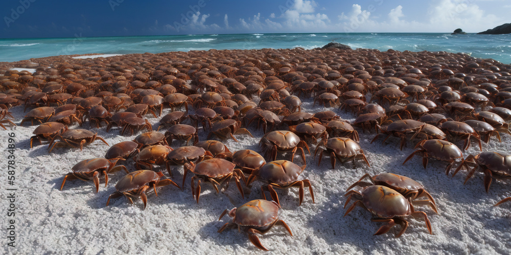 Generative AI. Red Alert, A Massive Invasion of Crabs Takes Over Beach ...