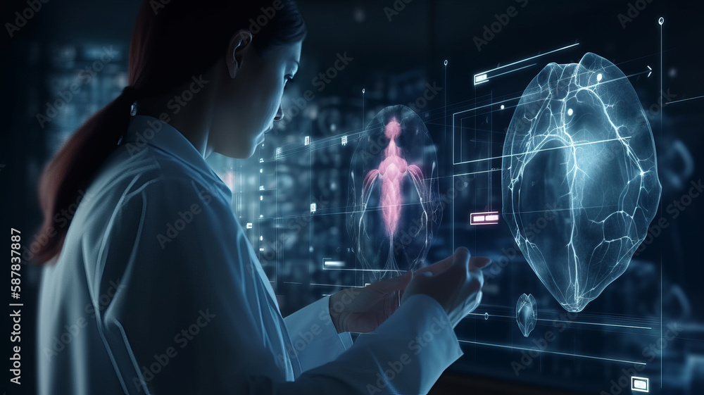 Cardiologist doctor examine patient heart functions on virtual ...