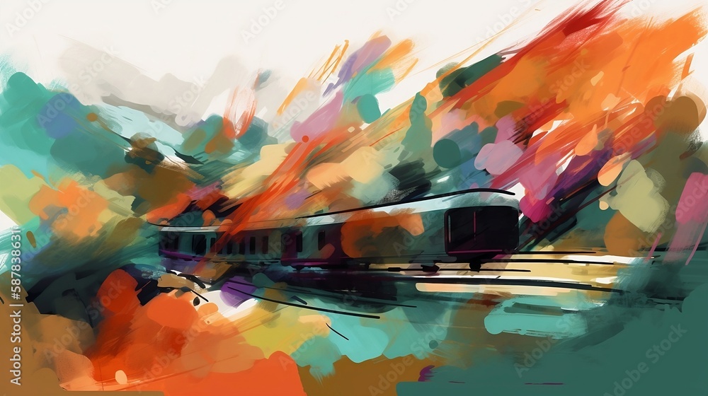 An abstract illustration with bold, expressive brushstrokes and a color ...
