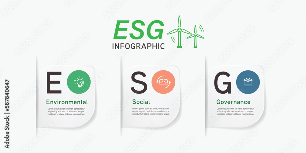 ESG business diagram infographic. Environment, Social, Governance ...