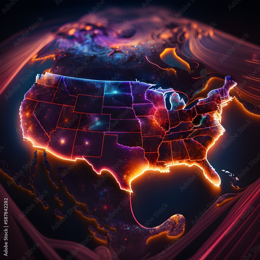 map of US going insane transforming into the cosmos Color Grading Depth ...