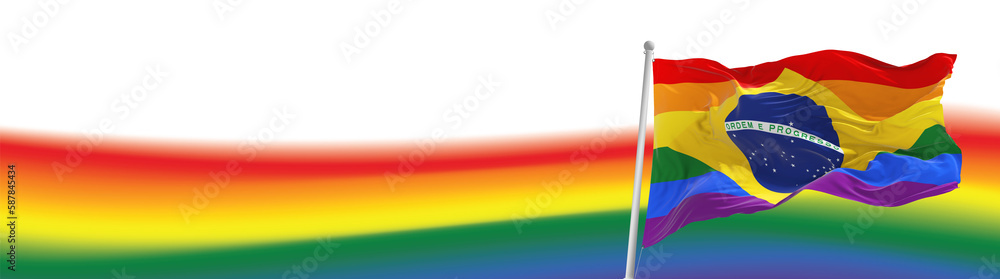 Brazil lgbt pride flag waving at colorful background. Freedom and love ...