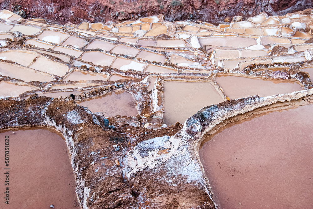 Salt mine or salineras de Maras in the Sacred Valley of the Incas, in ...