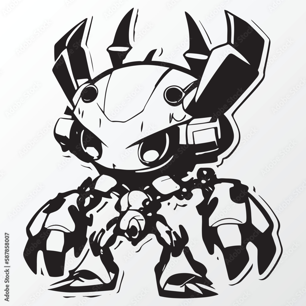 Cartoon crab robot character sketch in anime style Stock Vector | Adobe ...