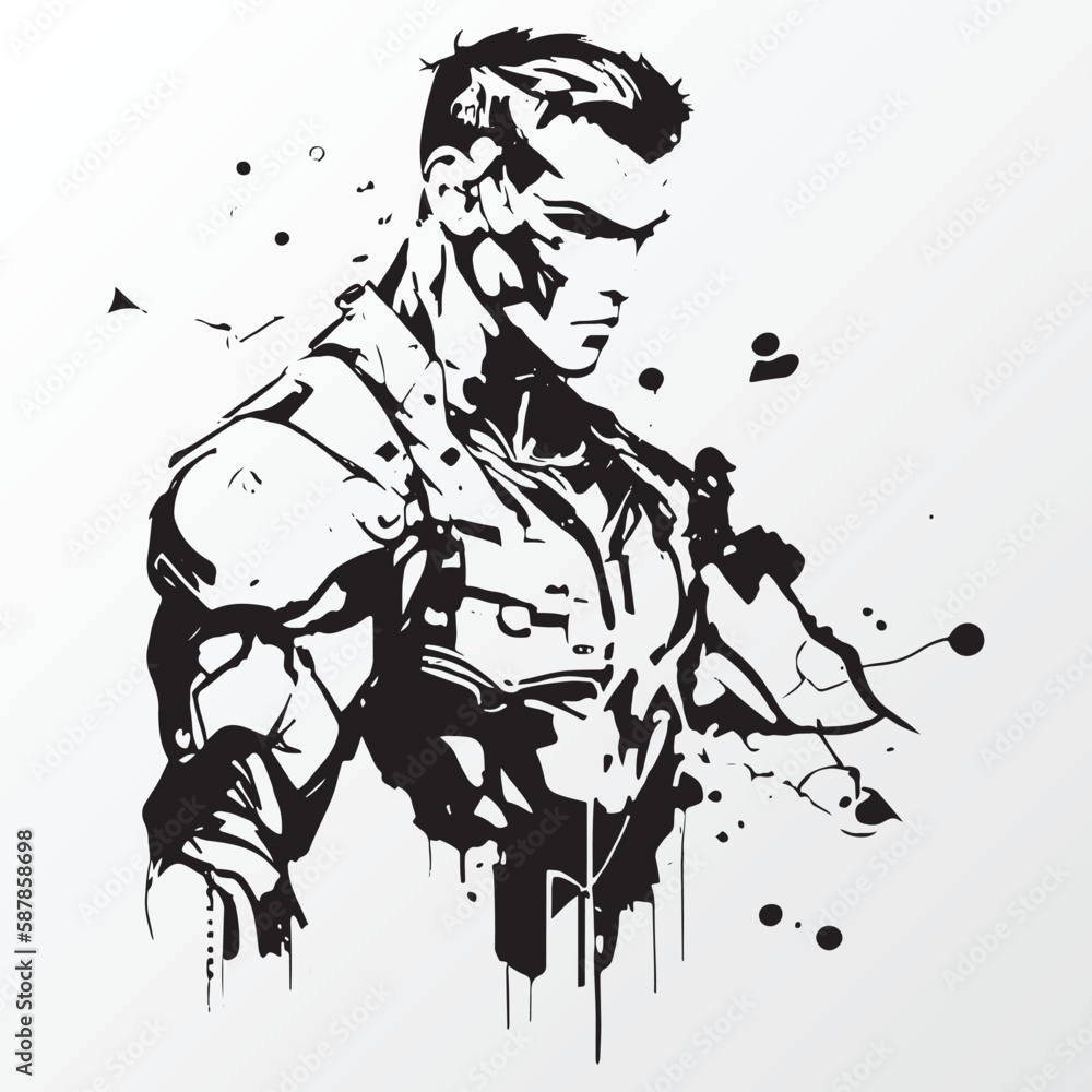 Cartoon man robot character sketch in anime style Stock Vector | Adobe ...