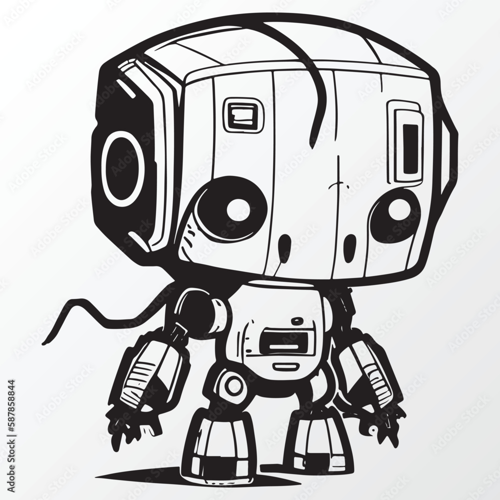 Cartoon robot character sketch in anime style Stock Vector | Adobe Stock