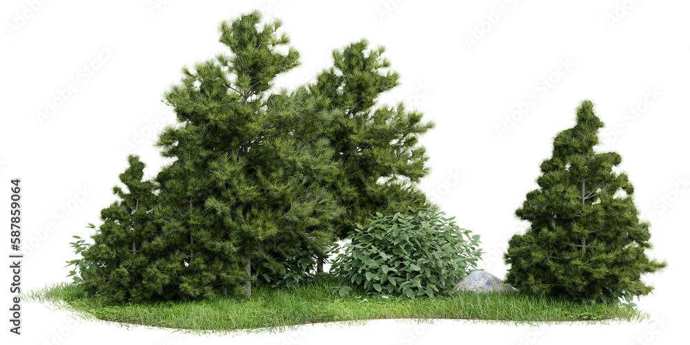 Group of tree isolated on transparent background 3d rendering png Stock ...