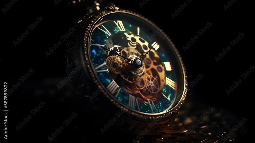 Timeless Elegance: A Detailed Close-Up View of an Analogue Pocket Watch ...