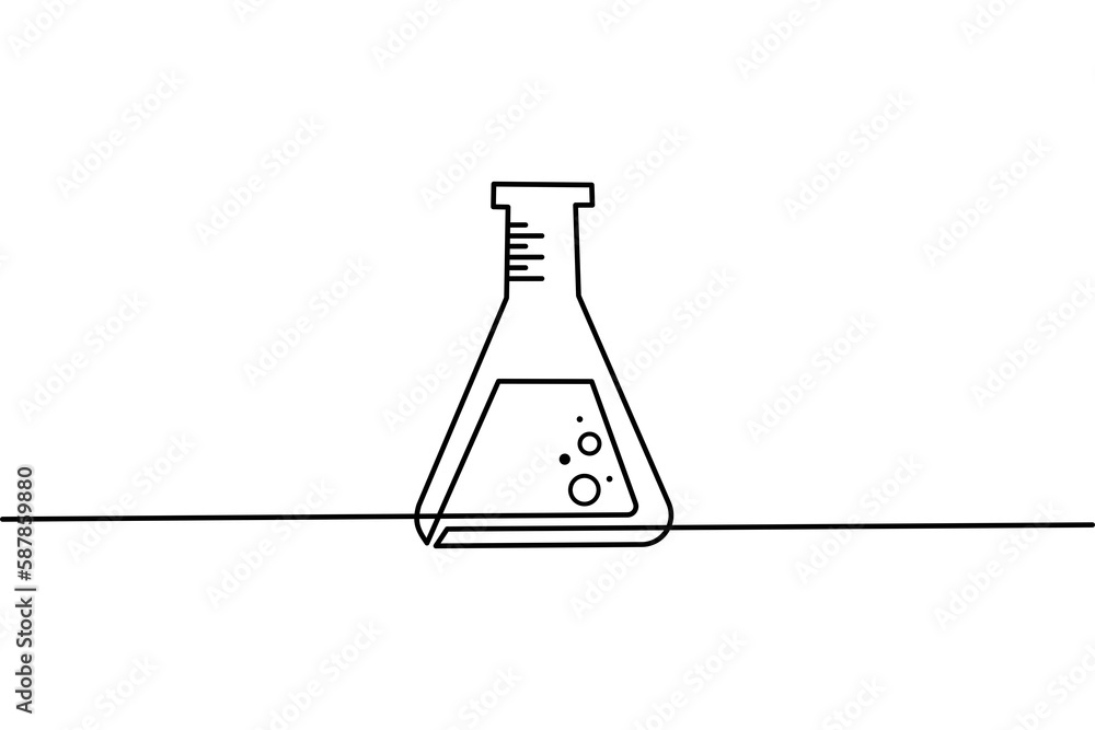 Continuous line drawing of Laboratory glass on transparent background ...