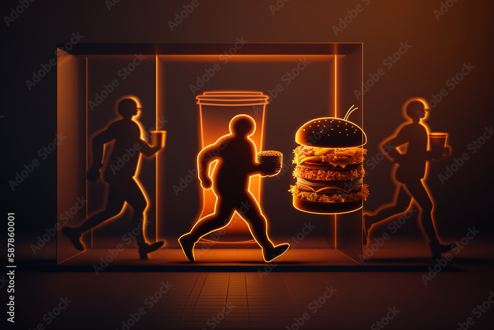 fast food problem of being overweight. Improper diet, junk food ...