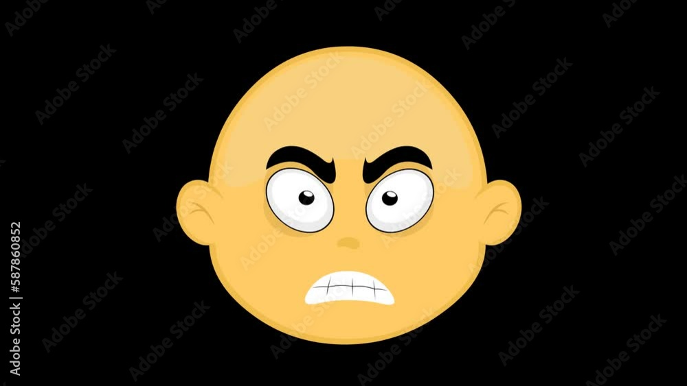 emoticon animation of a yellow cartoon character face getting angry, on ...
