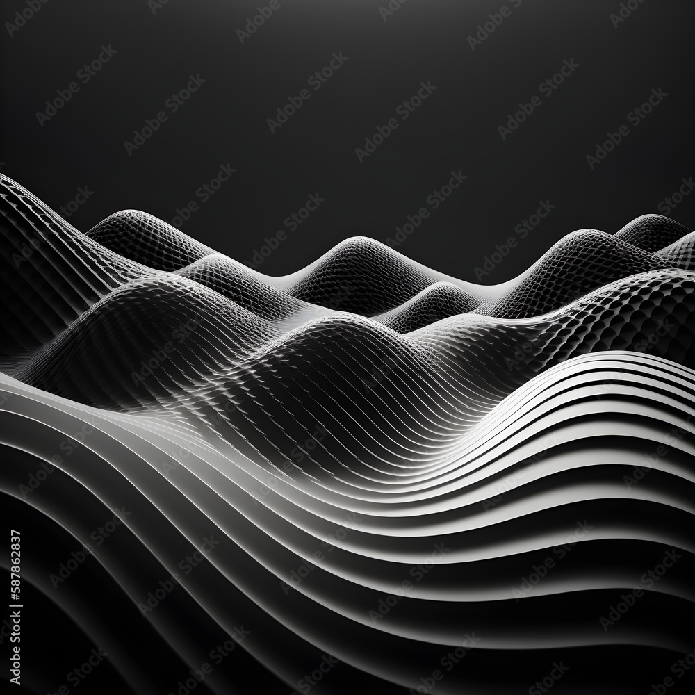 Geometric horizontal black and white waves in minimalistic style ...