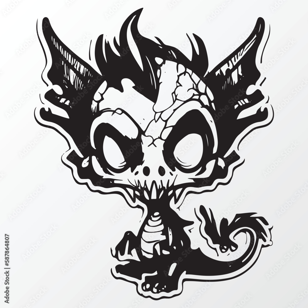 Cartoon animal skull character sketch in anime style Stock Vector ...