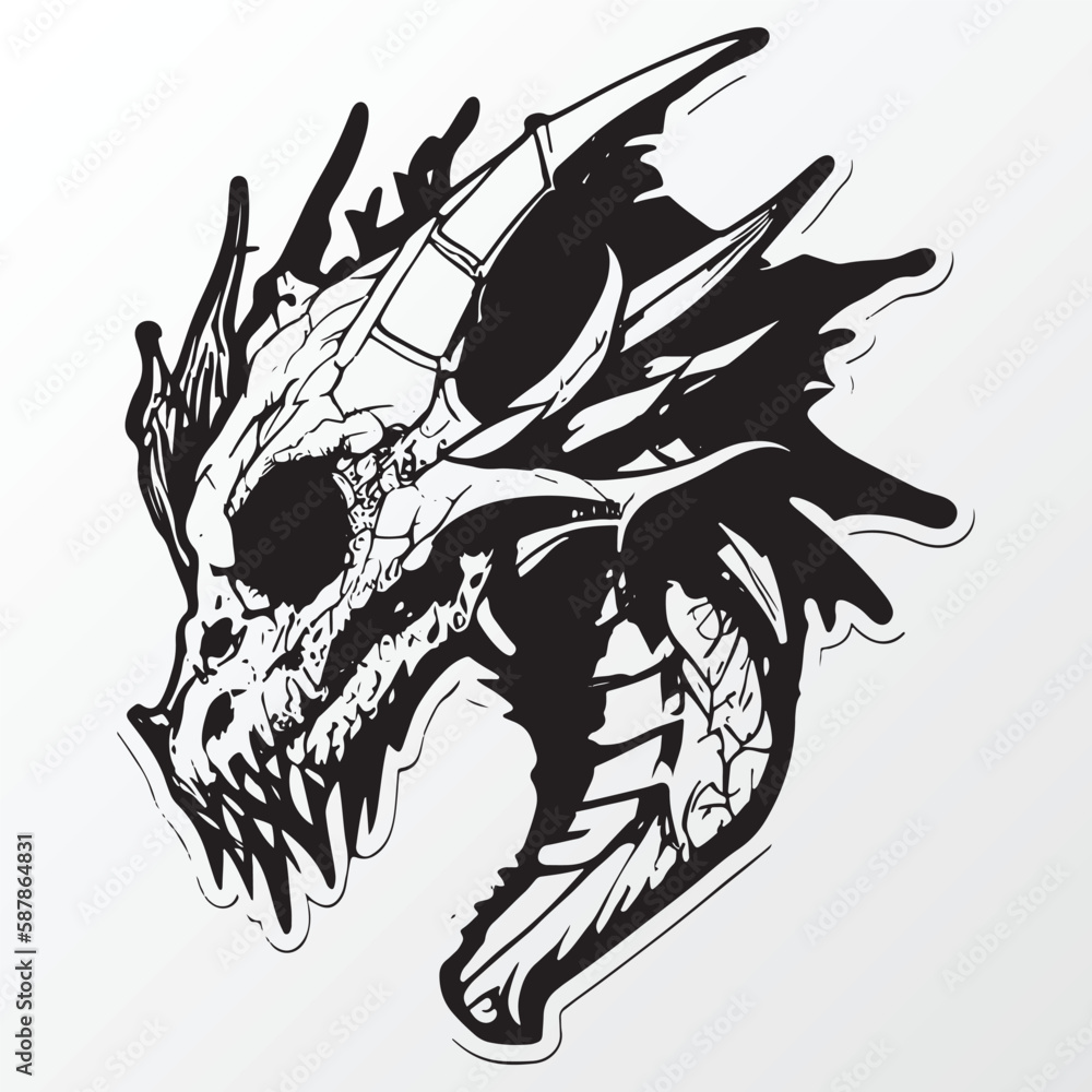 Cartoon animal skull character sketch in anime style Stock Vector ...