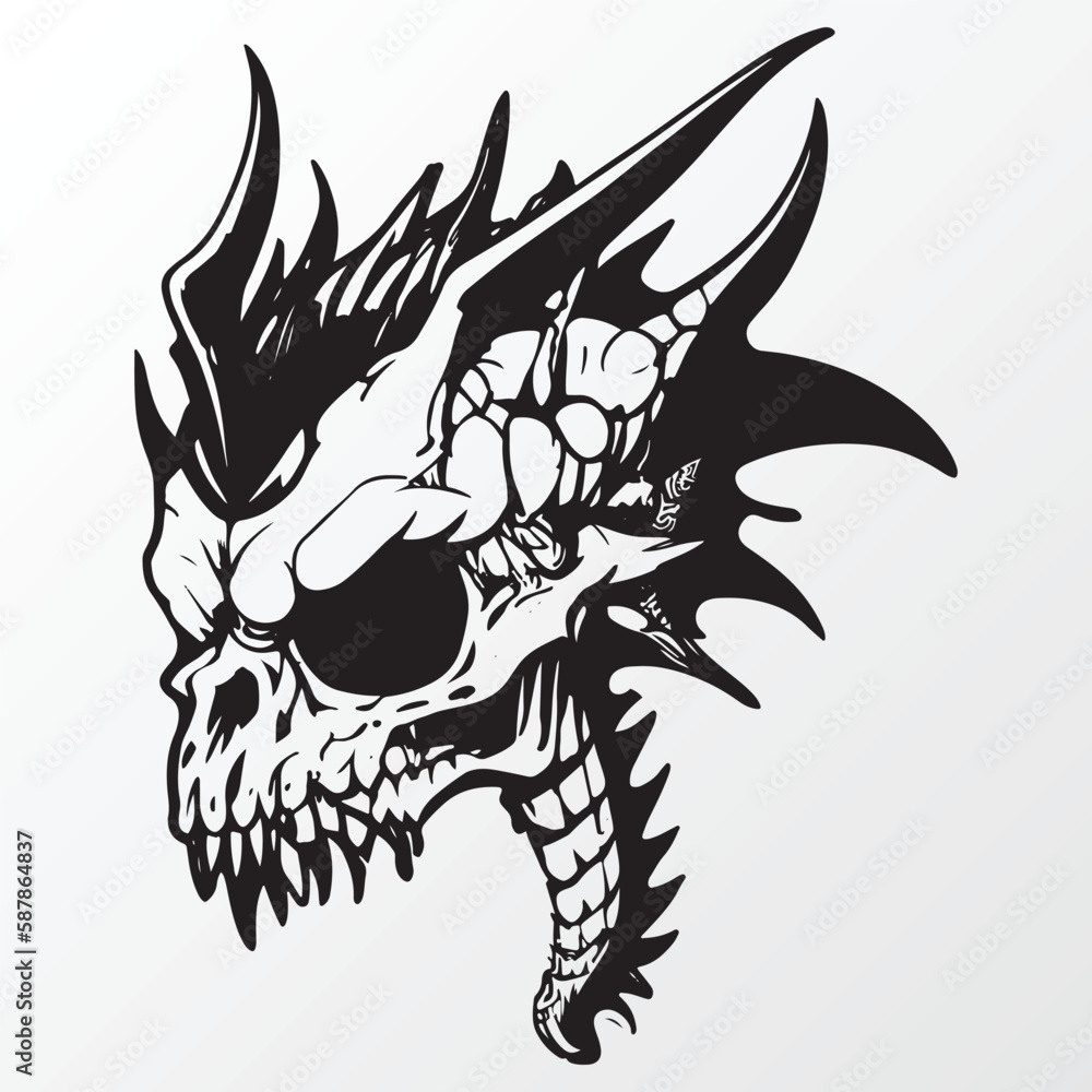 Vetor de Cartoon animal skull character sketch in anime style do Stock ...