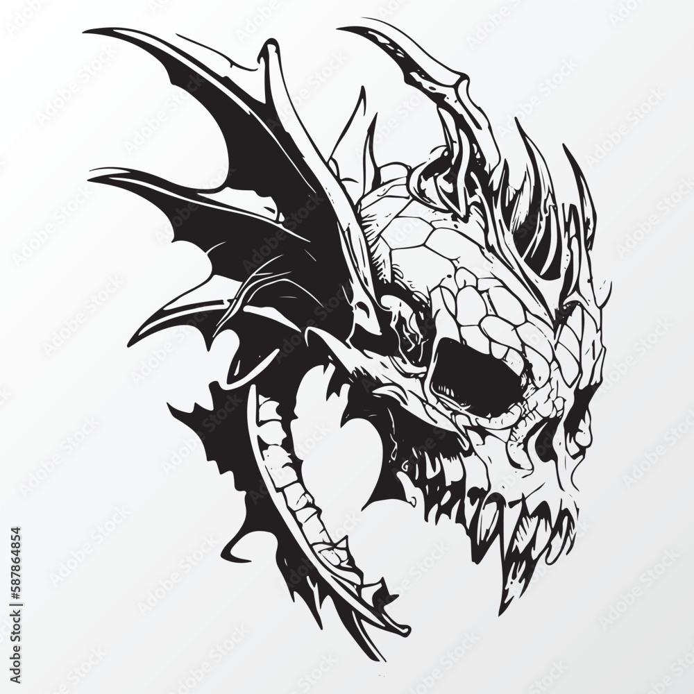 Cartoon animal skull character sketch in anime style Stock Vector ...