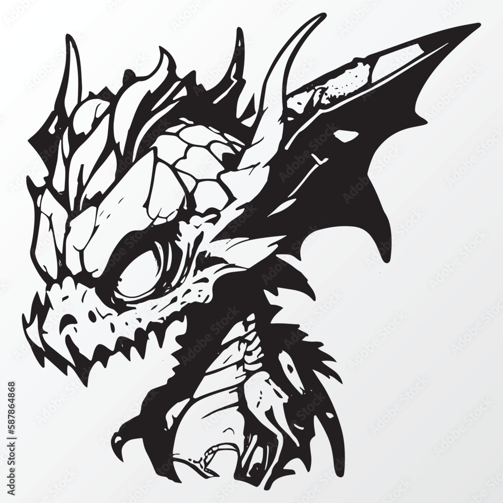 Cartoon animal skull character sketch in anime style Stock Vector ...