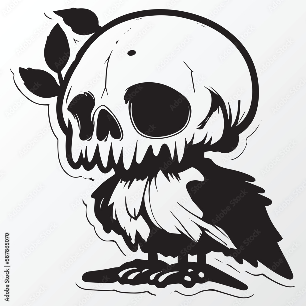 Cartoon skull bird character sketch in anime style Stock Vector | Adobe ...