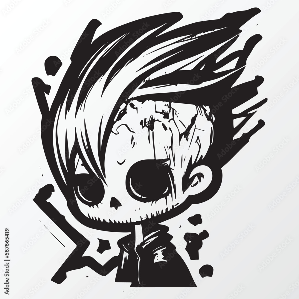 Cartoon skull character sketch in anime style Stock Vector | Adobe Stock