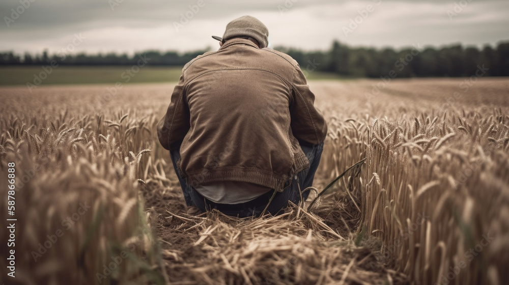 Farmer suffering from depression dealing with stress and anxiety caused ...