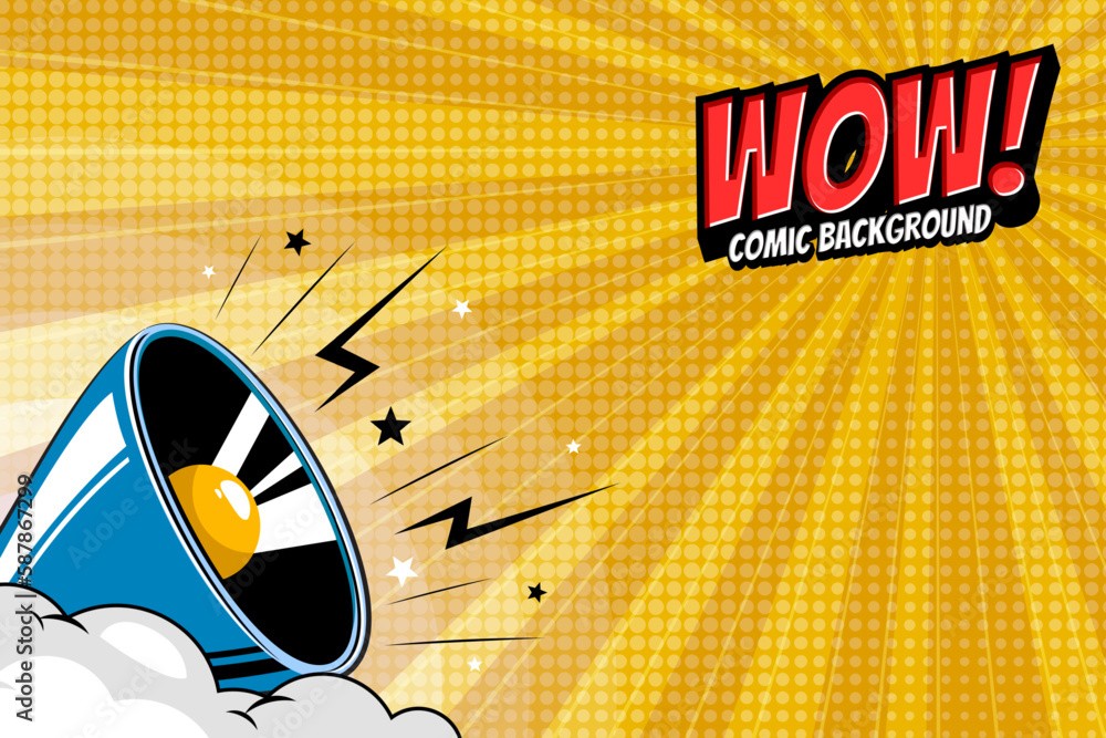 Comic book background with megaphone announcement Stock Vector | Adobe ...