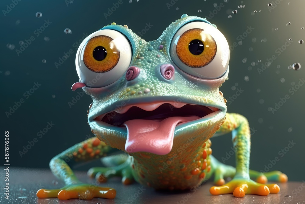 frog capturing prey with its long tongue. Generative AI Stock ...