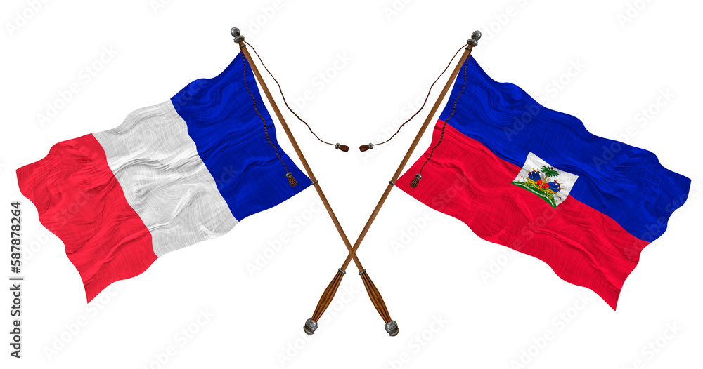 National flag of Haiti and France. Background for designers Stock ...