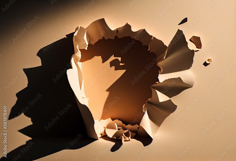 Beige torn paper with shadow. Torn sheet of paper. Torn paper ...