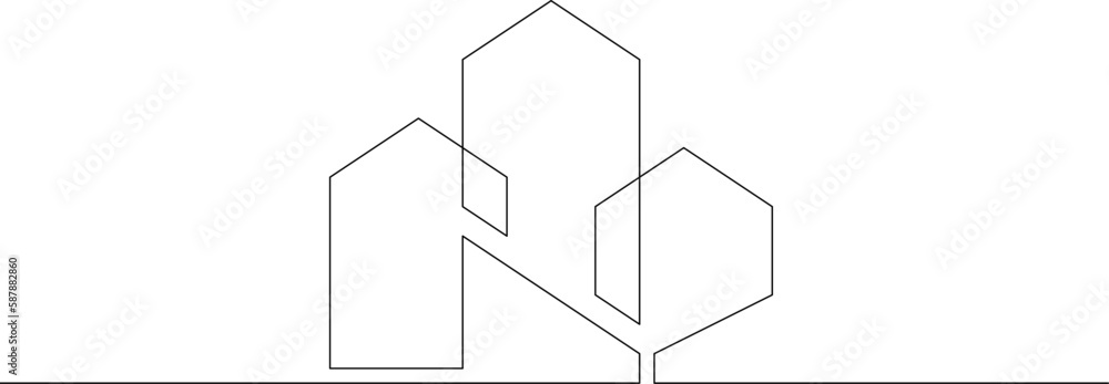 Vecteur Stock One continuous line. House logo. Modern architecture ...