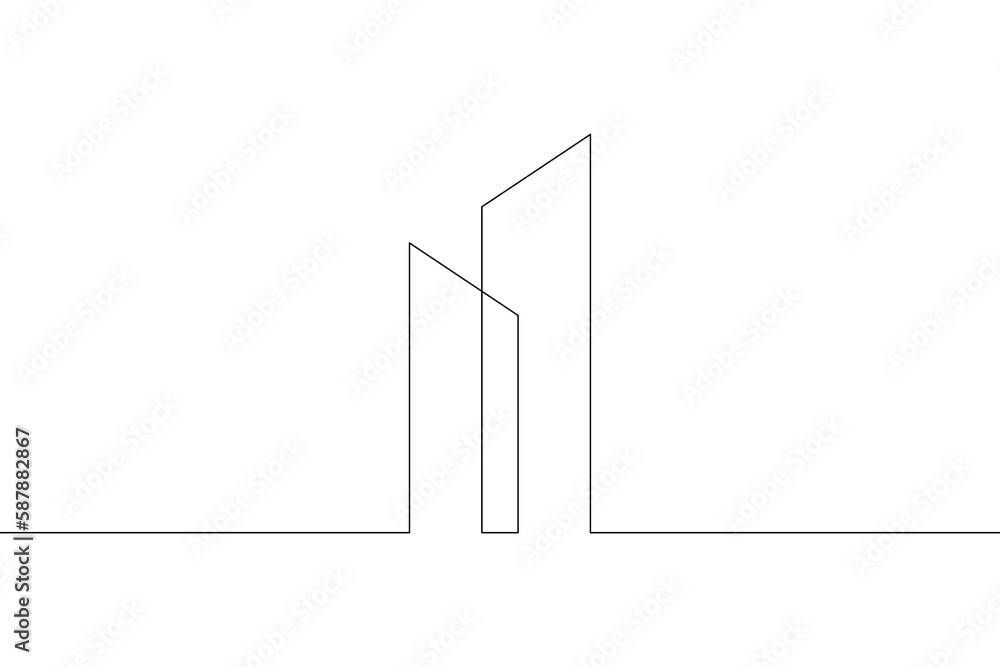 One continuous line. House logo. Modern architecture. Building symbol ...