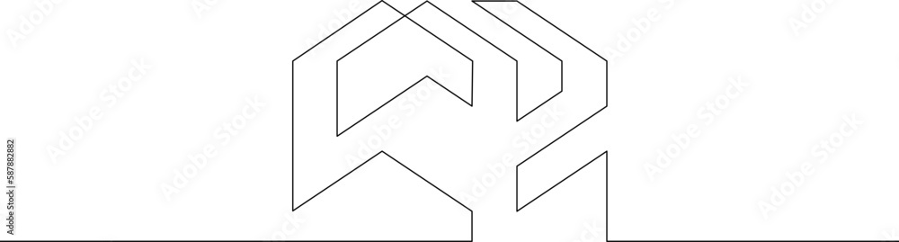 One continuous line. House logo. Modern architecture. Building symbol ...