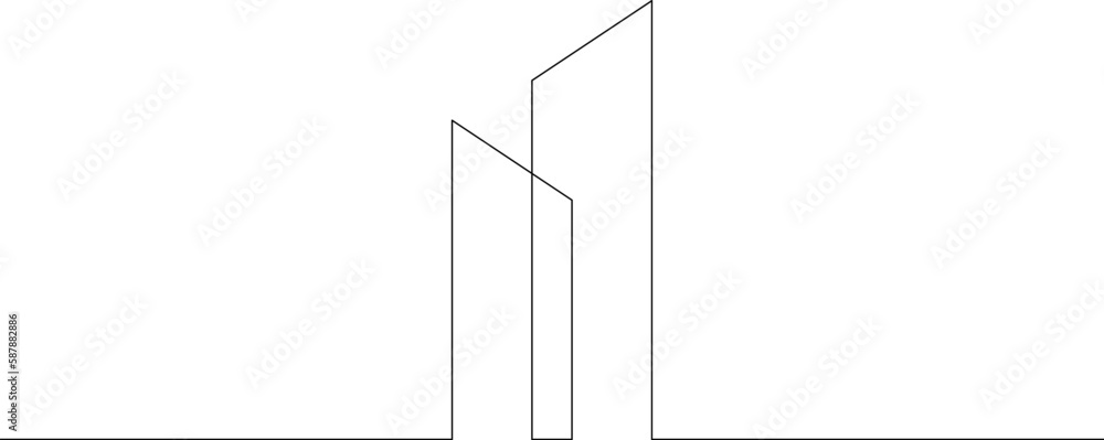 One continuous line. House logo. Modern architecture. Building symbol ...