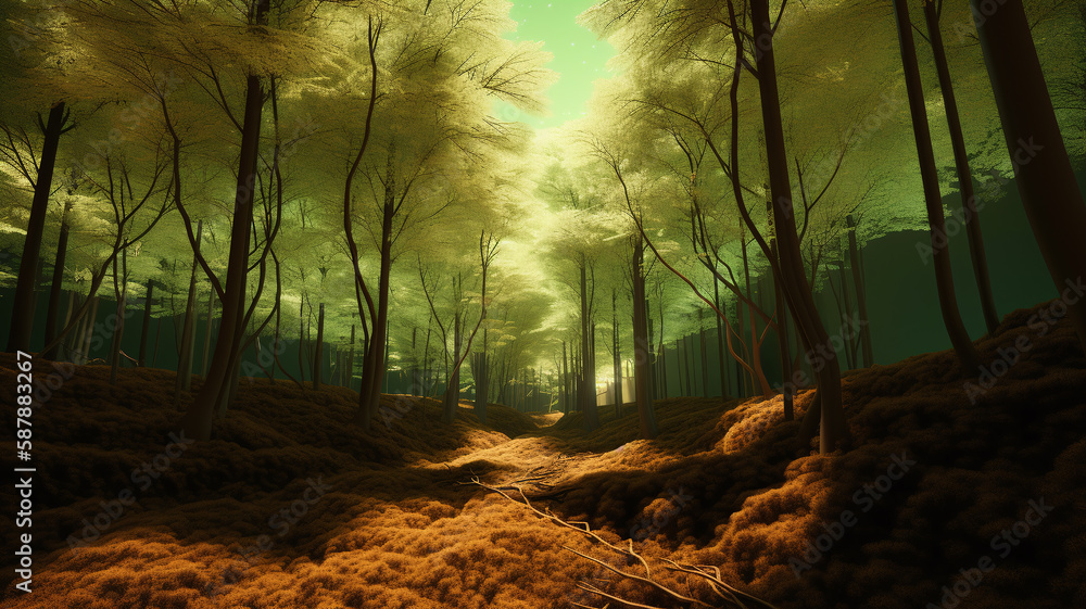 Enchanted Forest Landscape - A surreal and magical forest filled with ...