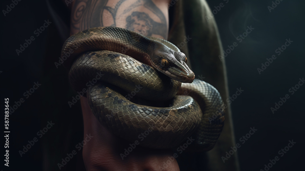 Human-Snake Hybrid: Hyper-Realistic Close-Up Portrait of a Person ...