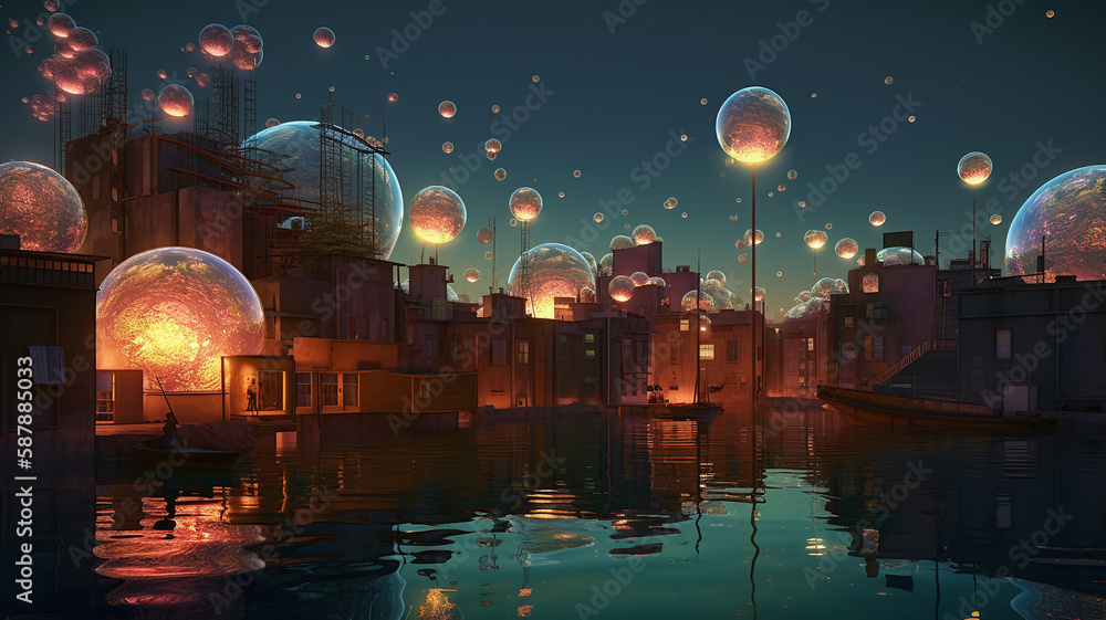 Hyperrealistic Balloons Floating Over Water - 3D Render Inspired by ...