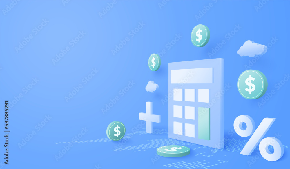 3d Calculator and dollar money. financial management concept. Tax ...
