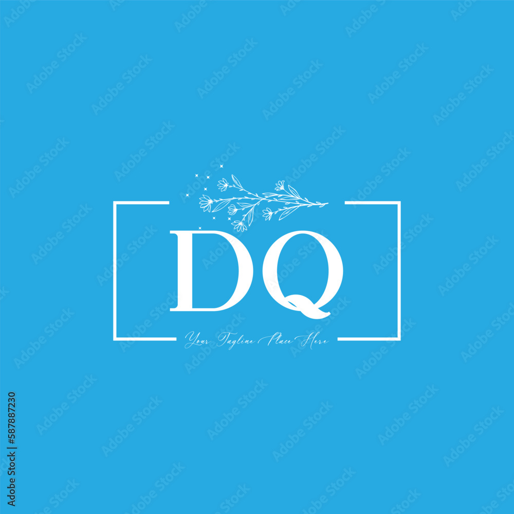 DQ letter logo floral square shape design logo elements. DQ initial ...