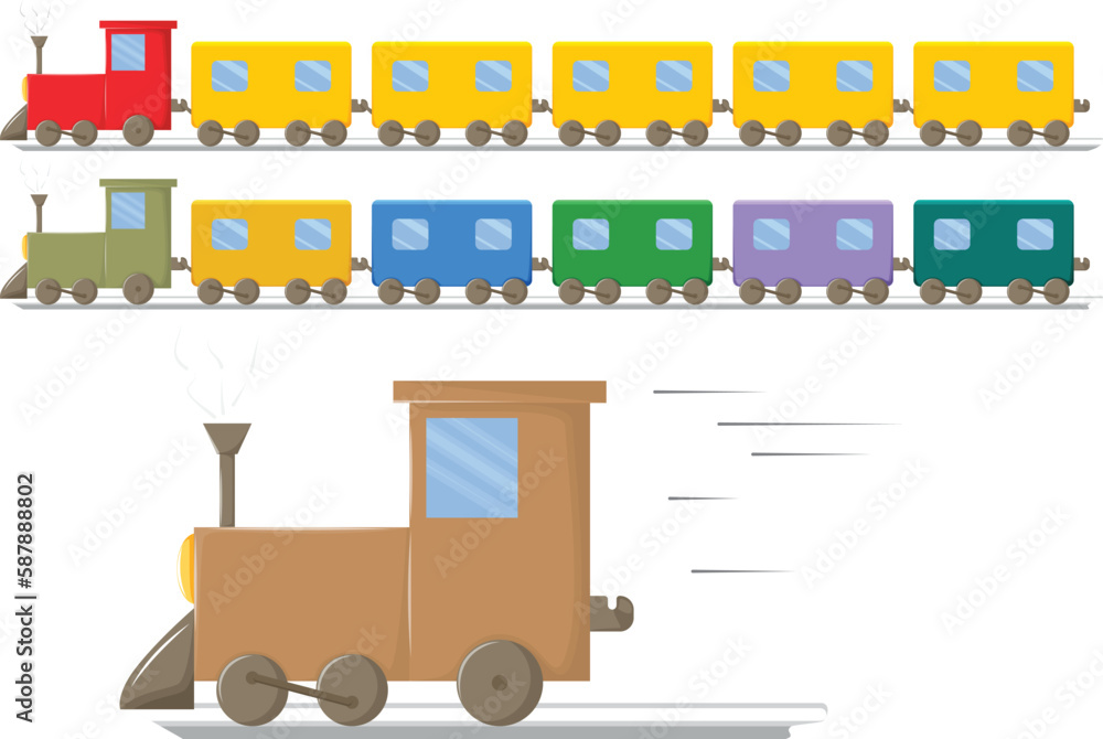 Cartoon Train and bogie on track in multiple colour option Stock Vector ...