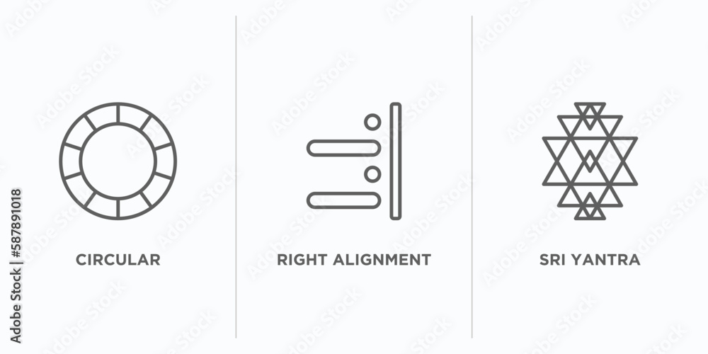 Geometric Figure Outline Icons Set Thin Line Icons Such As Circular Right Alignment Sri