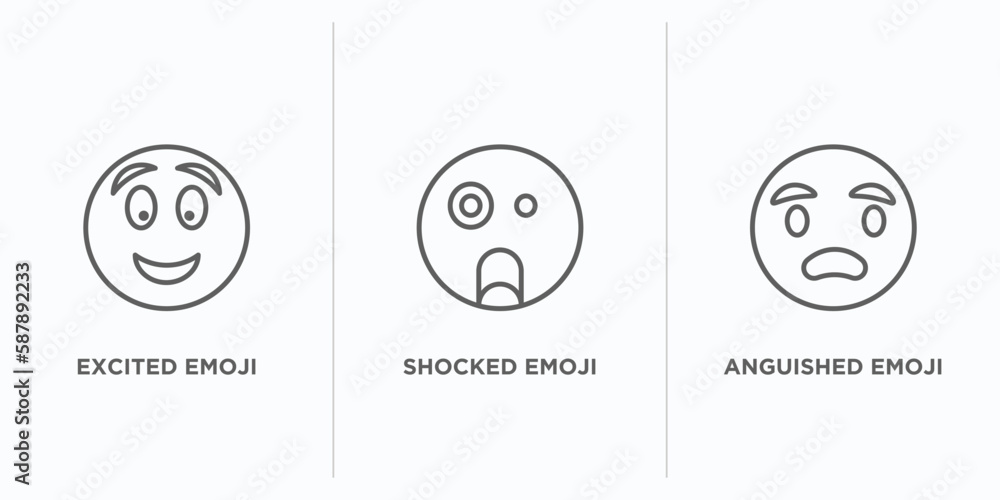 emoji outline icons set. thin line icons such as excited emoji, shocked ... emoji outline icons set. thin line icons such as excited emoji, shocked ...