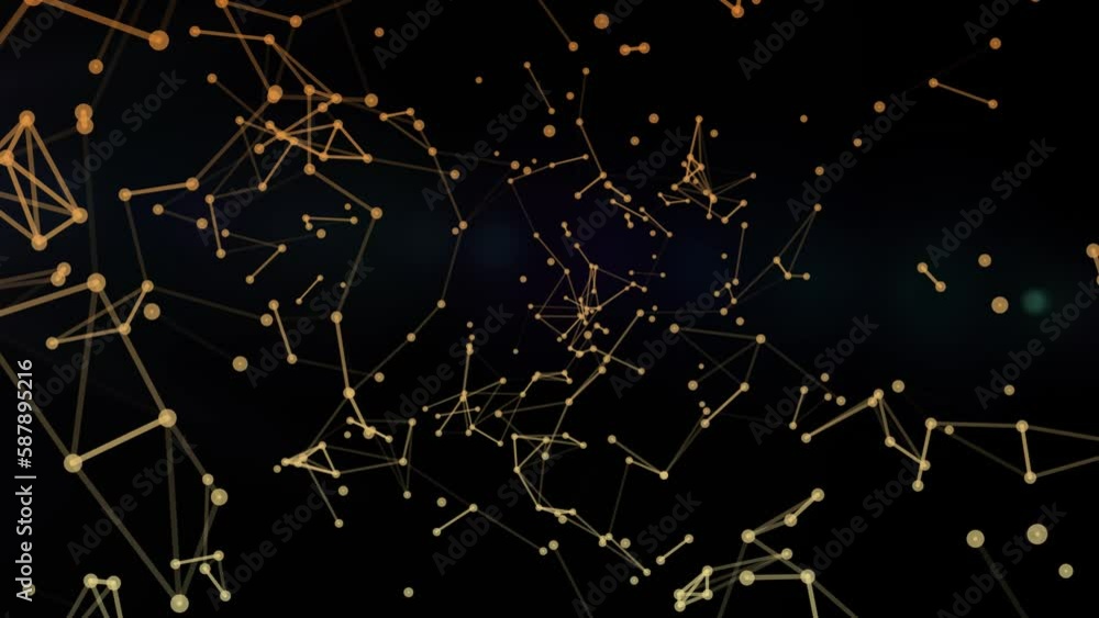 Network connected data tunnel Animation on black background. Connection of data nodes dots, 4K ...