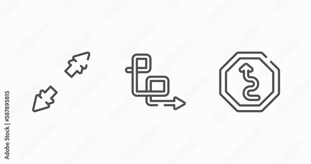 set of 3 thin line icons in user interface concept. outline icons ...