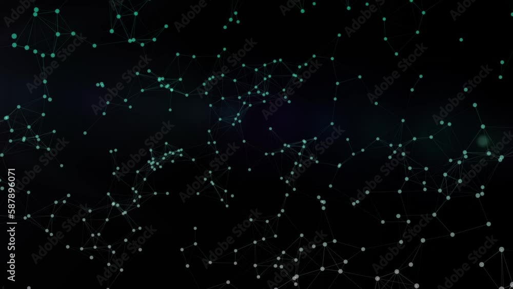 Network connected data tunnel Animation on black background. Connection of data nodes dots, 4K ...