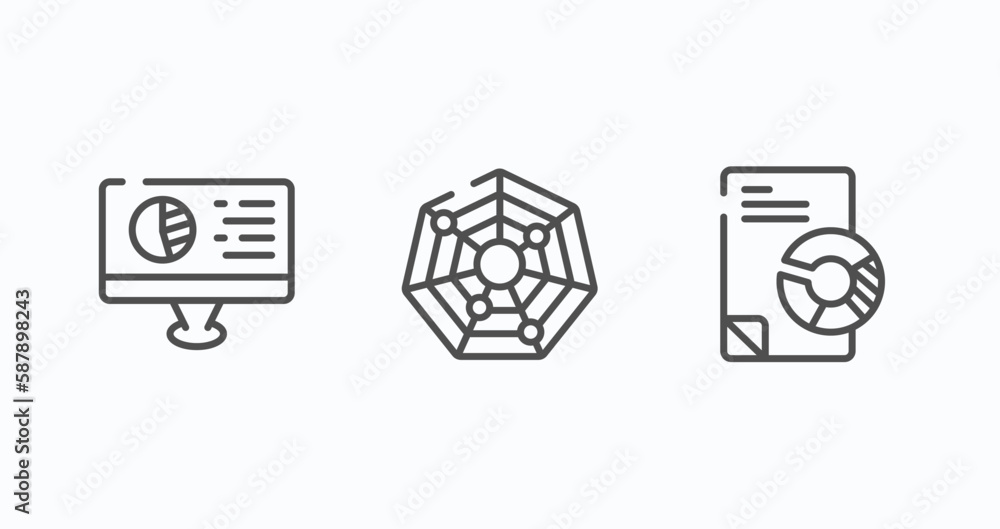 Set Of 3 Thin Line Icons In Business And Analytics Concept Outline Icons Including Analytics