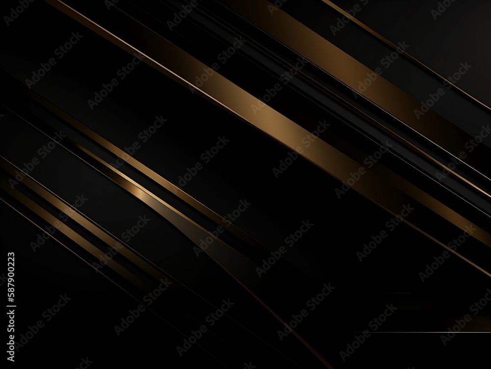 Generative AI. Black and gold background with a gold pattern Stock ...