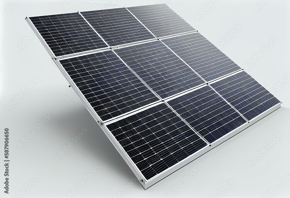 solar panels isolated on white 1.8 kilowatt with structure 6 panels, 3d ...