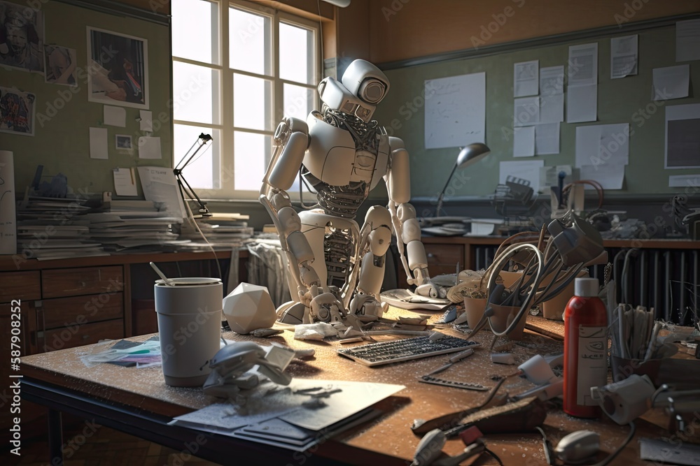 Conceptual image of Robots working for Human, Artificial intelligence ...