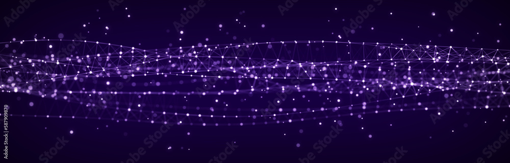 Futuristic DNA structure. Wavy flow of connecting molecules. Medical ...